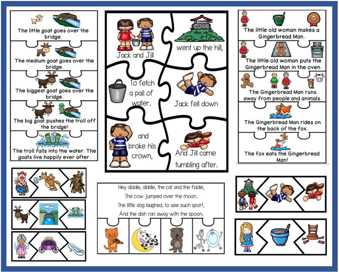 Fairy Tales and Nursery Rhymes Puzzles / Preschool / Homeschool ...
