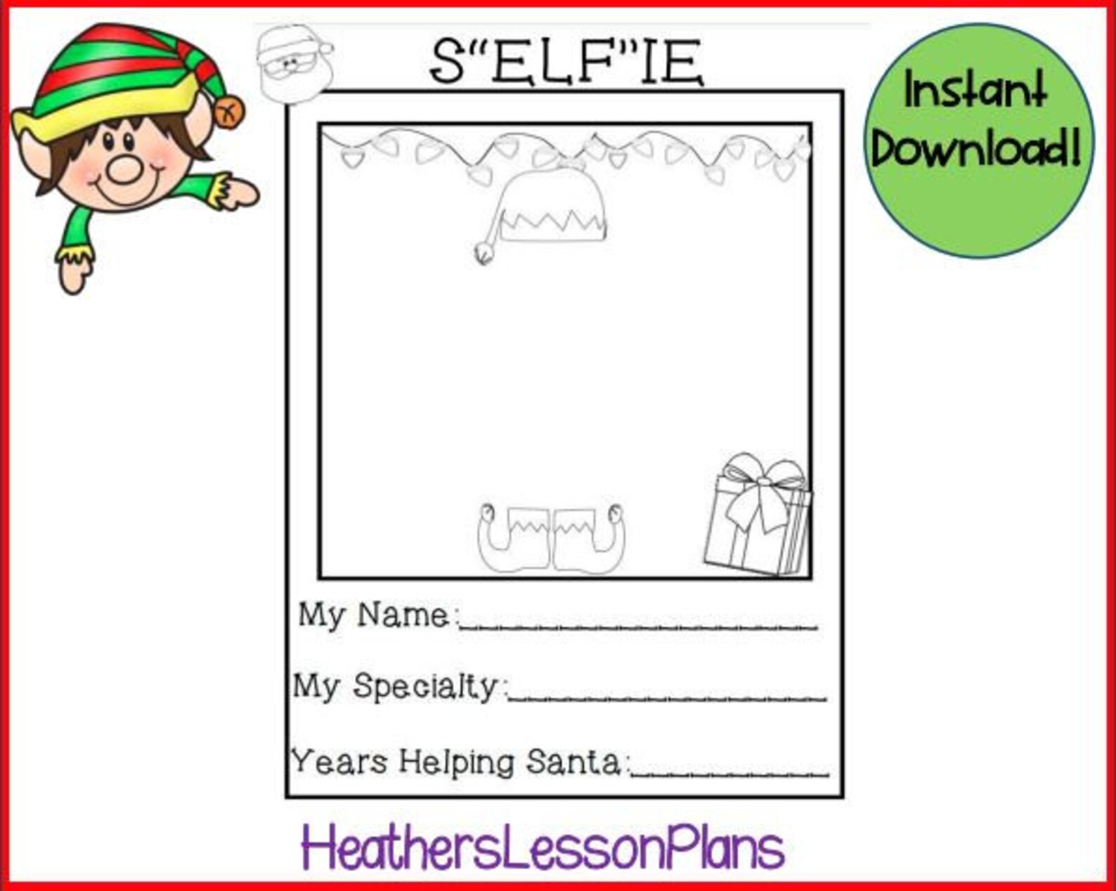 Christmas Selfie Elf / Activity / Holidays / Art / Drawing ...