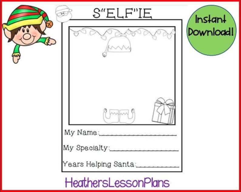 Christmas Selfie Elf / Activity / Holidays / Art / Drawing ...