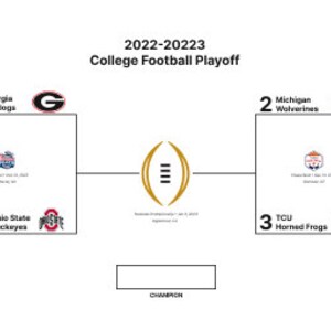 2022-2023 College Football Playoff Bracket, 8.5x11" Size Letter Paper ...