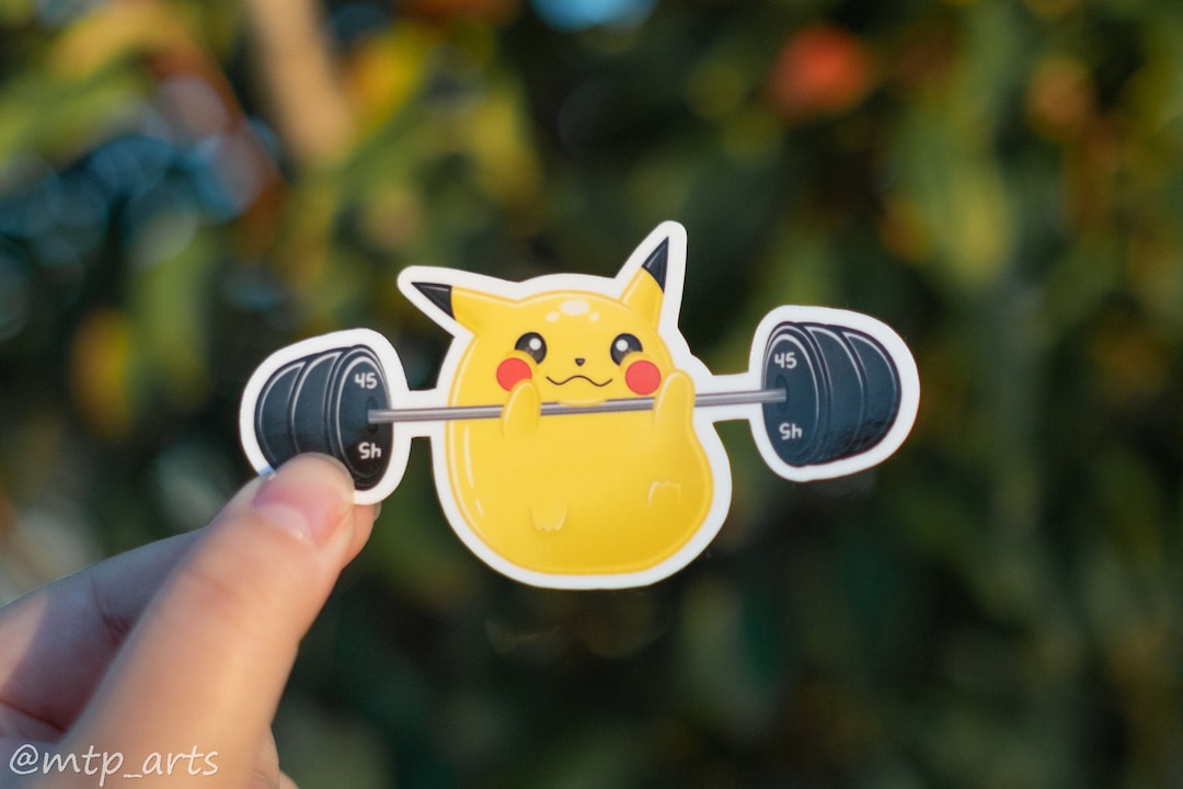 Weight-lifting Pikachu Sticker - Etsy