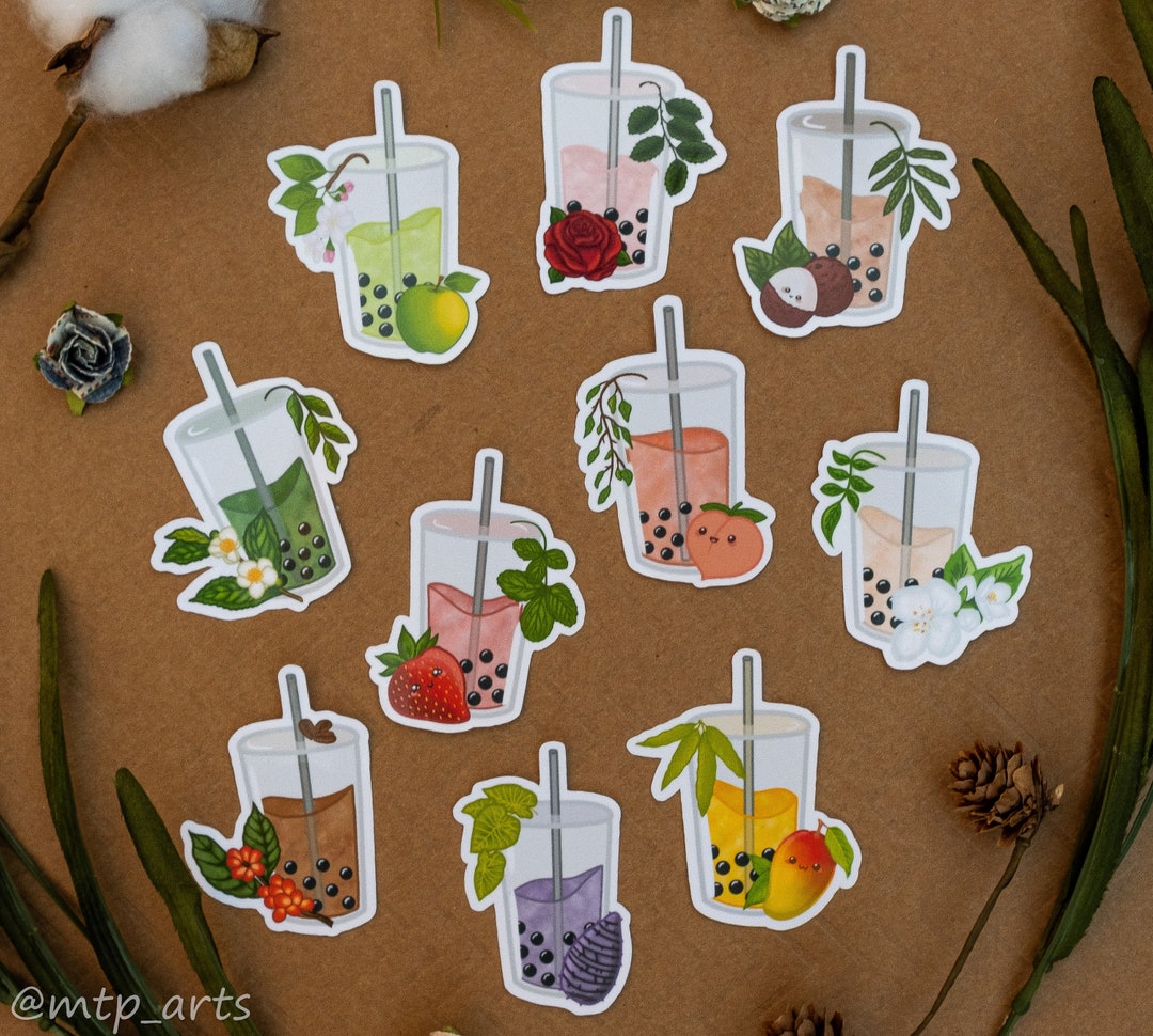 Flavored Milk Tea Stickers (single/pack) | Cute Sticker | Kawaii ...