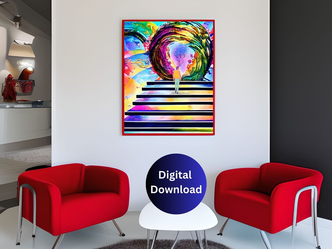 Portal Pathways: the Vibrant Staircase of Transcendence Portal Canvas ...