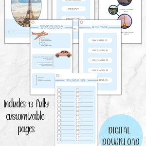 Digital Travel Itinerary Template, Customizable Daily Travel Itinerary ...