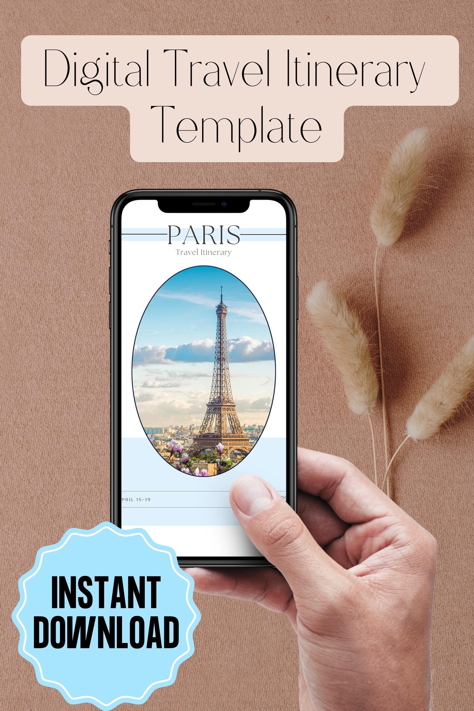Digital Travel Itinerary Template, Customizable Daily Travel Itinerary ...