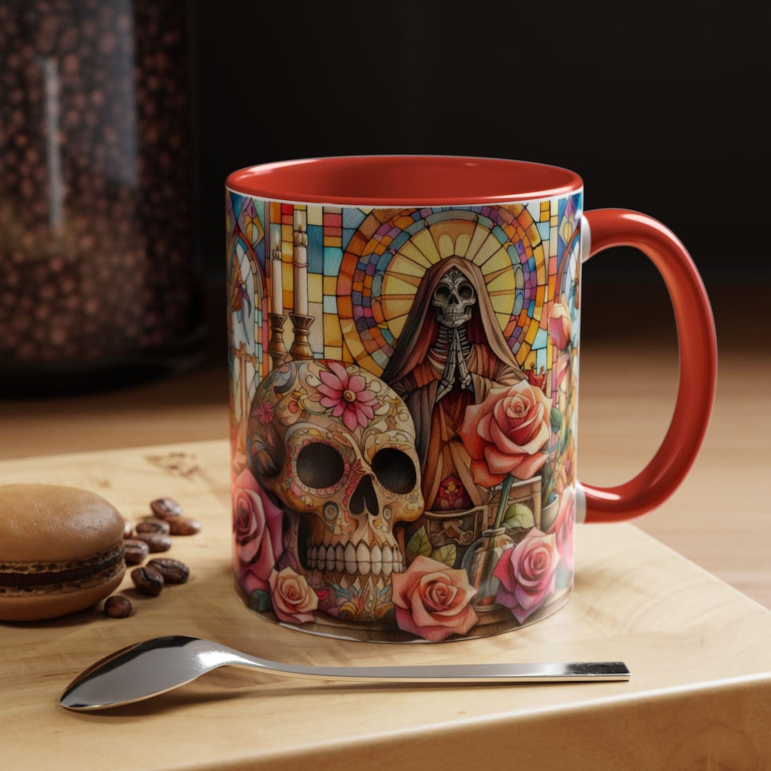 Colorful Sugar Skull Coffee Mug, Day of the Dead Mug, Gothic Home Decor ...