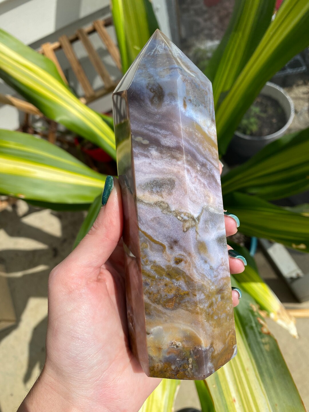 Large Sea Jasper Tower | Sea Jasper Point | Polished Sea Jasper Crystal ...