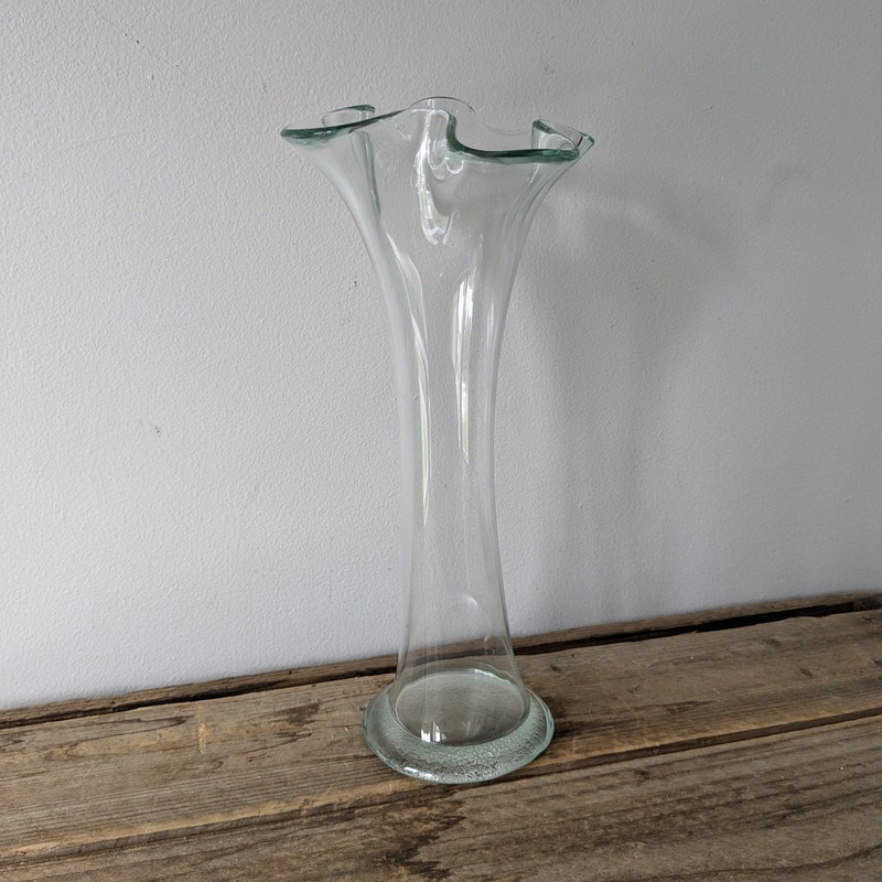 Ruffled Glass Vase - Etsy