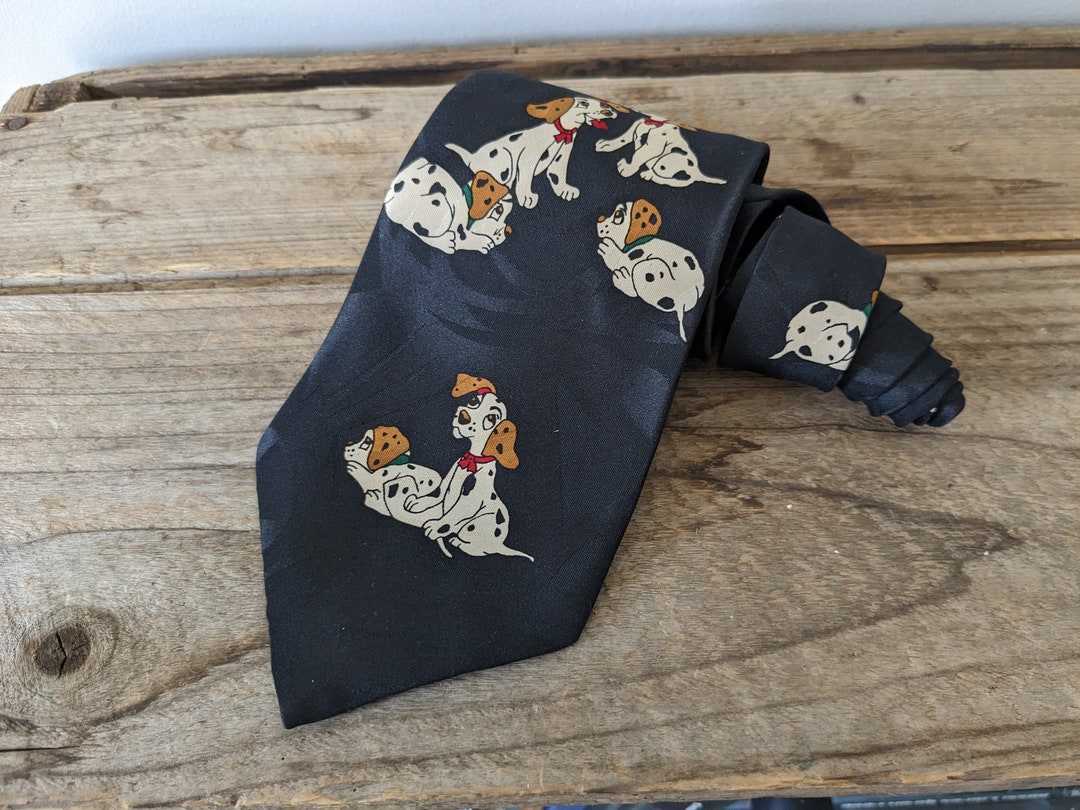 Vintage 100 Dalmatians Disney MARBELLA Tie, 100% Polyester Black Tie ...