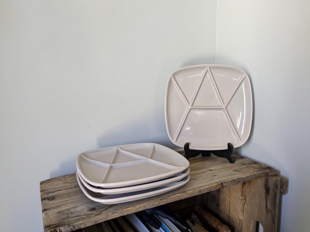 Vintage Set of 4 Divided Fondue Plates Grey-purple, From Japan - Etsy