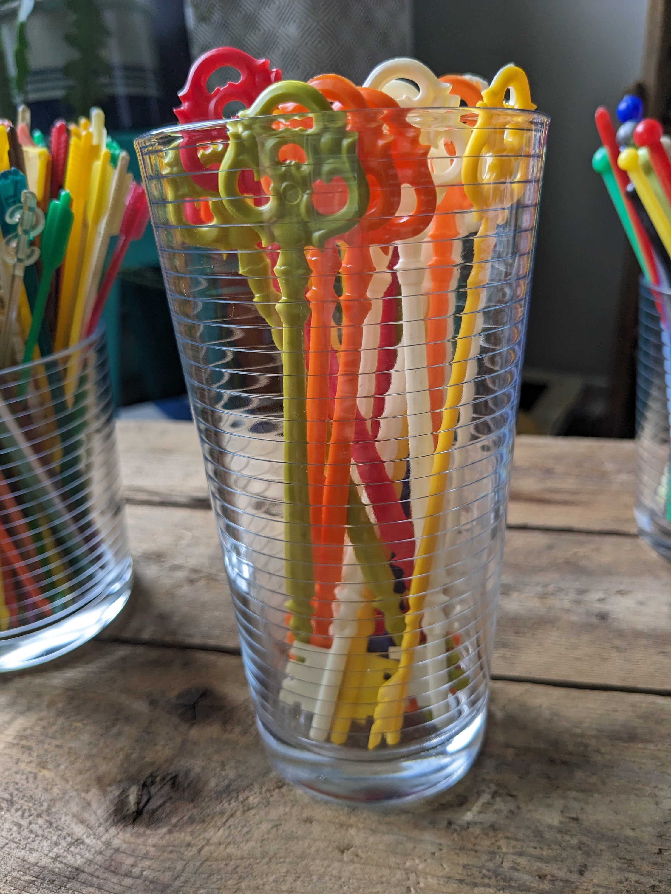 Vintage Swizzle Stick Lot 25pc Collection Bar Decor or Party. Bright ...