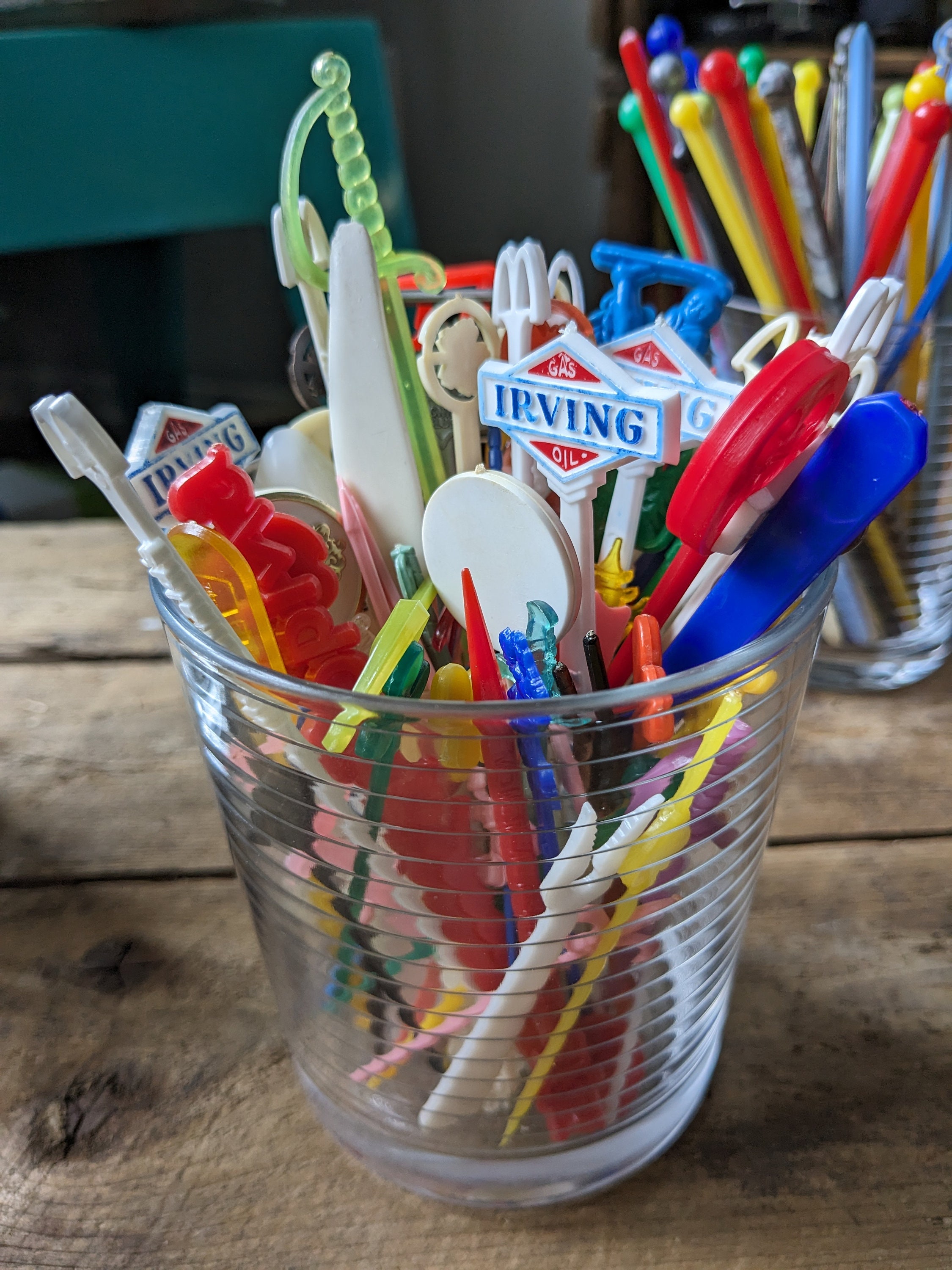 Vintage Swizzle Stick Lot 25pc Collection Bar Decor or Party. Bright ...