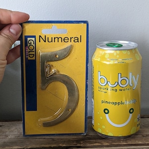 Medium 4.5'' Solid BRASS House Numbers or Wall Decor - Brass Number 0/1 ...