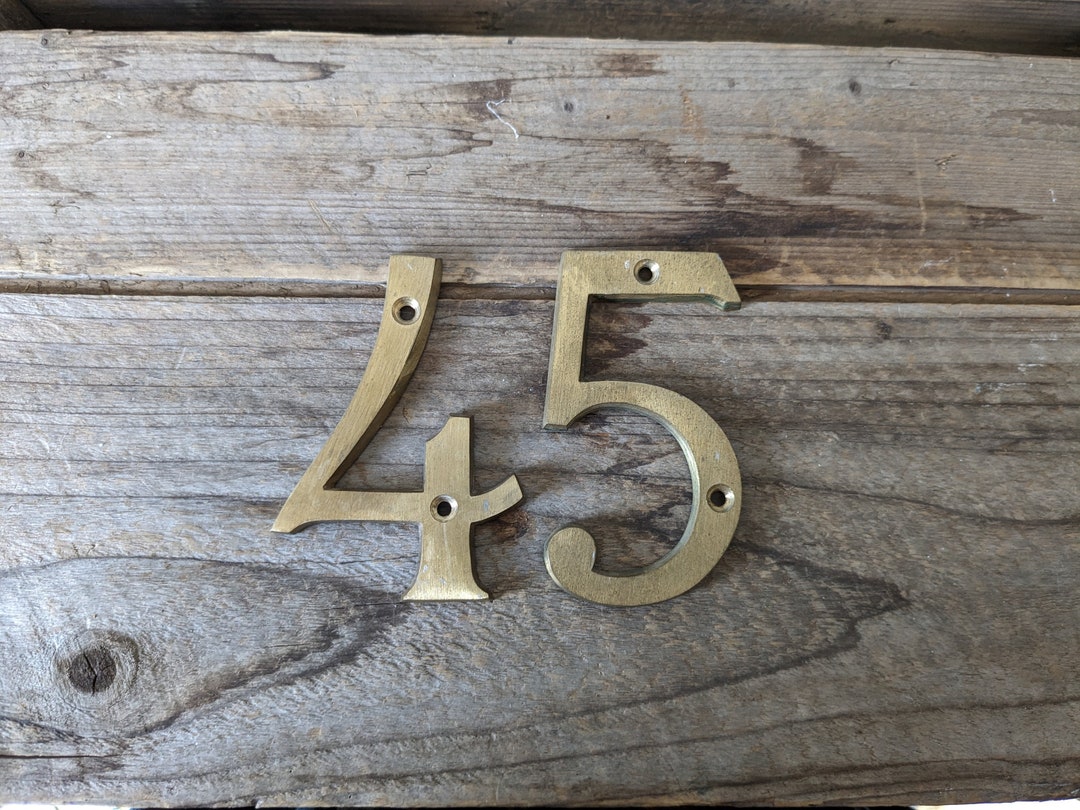 Medium 4'' Solid BRASS House Numbers or Wall Decor Brass Number 0/1/2/3 ...