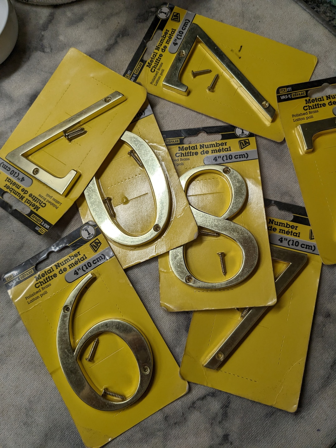 Medium 4'' Solid BRASS House Numbers or Wall Decor - Brass Number 0/1/2 ...