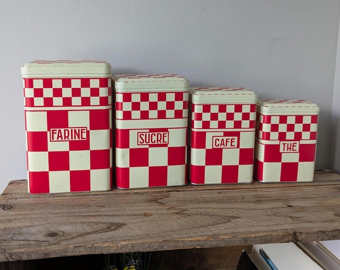 Reserved for Rhonda**french Canister Set-red Checkerboard by Comptoir ...