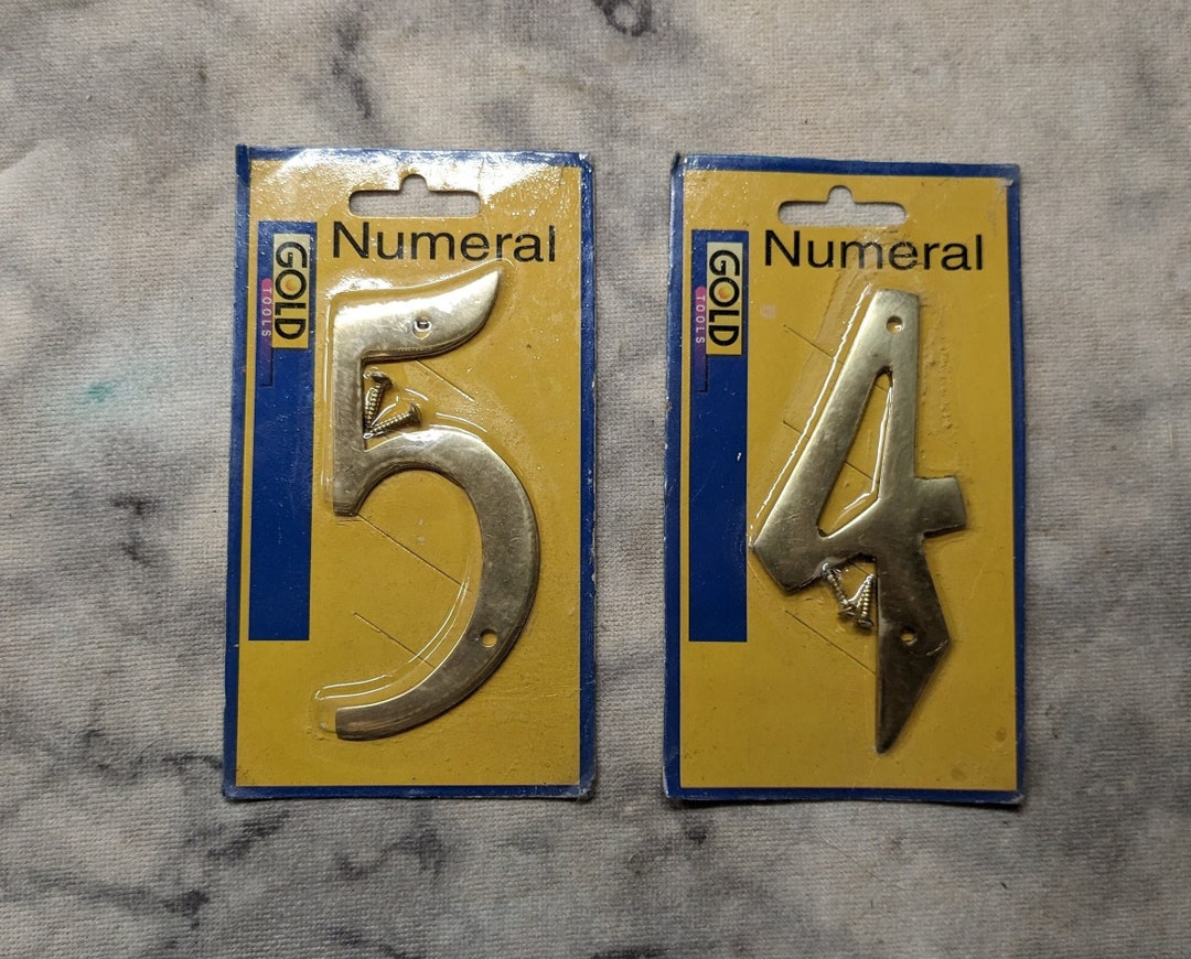 Medium 4.5'' Solid BRASS House Numbers or Wall Decor - Brass Number 0/1 ...