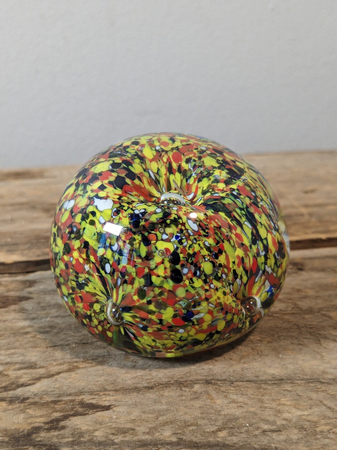 Vintage Donut-effect Glass Paperweight Hand Blown Round Sphere Red ...