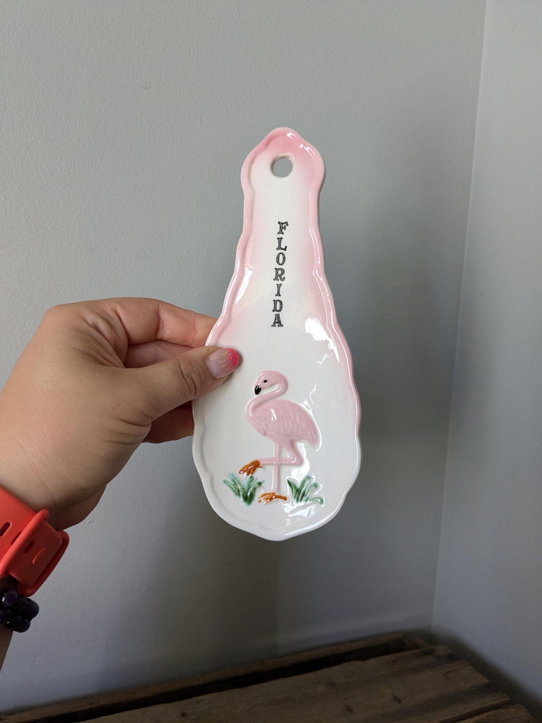 Vintage 50s-60s Ceramic FLAMINGO Utensil Holder, Spoon Rest, Sponge ...