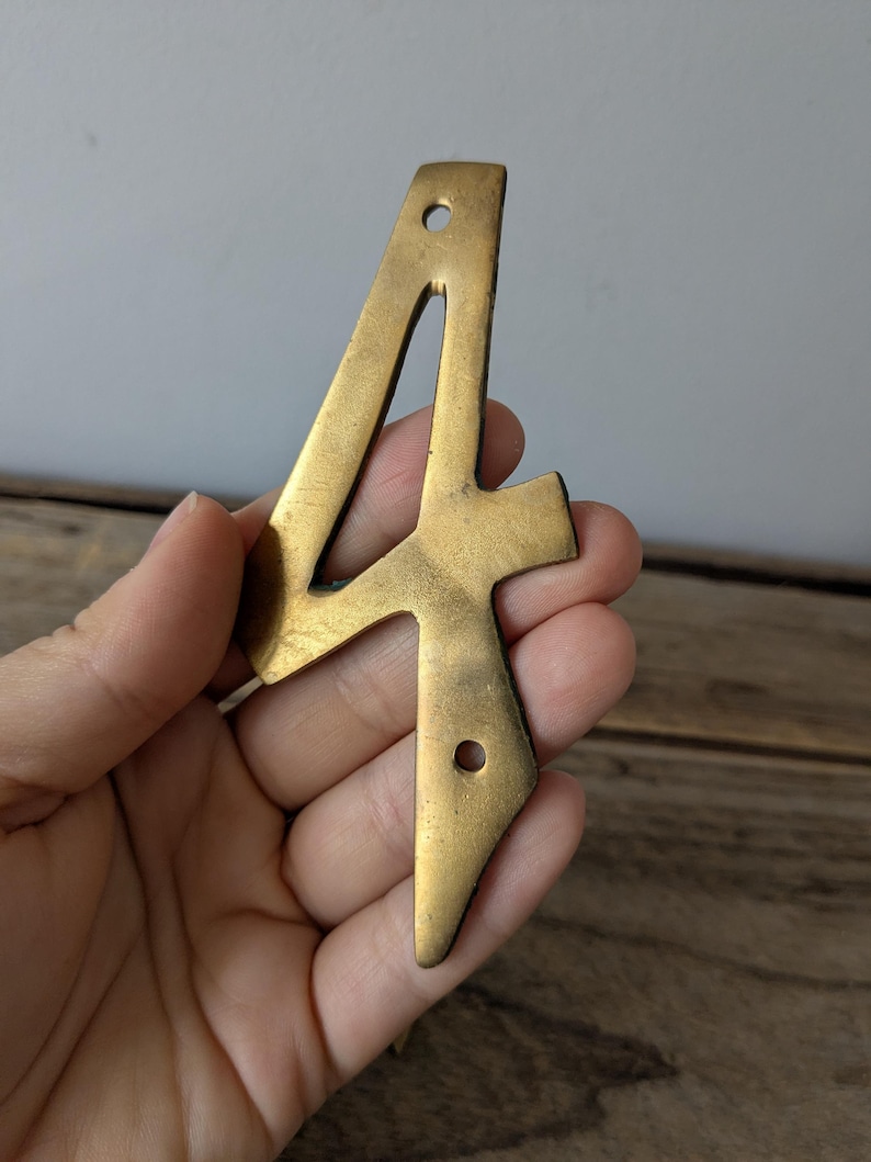 Medium 4.5'' Solid BRASS House Numbers or Wall Decor - Brass Number 0/1 ...
