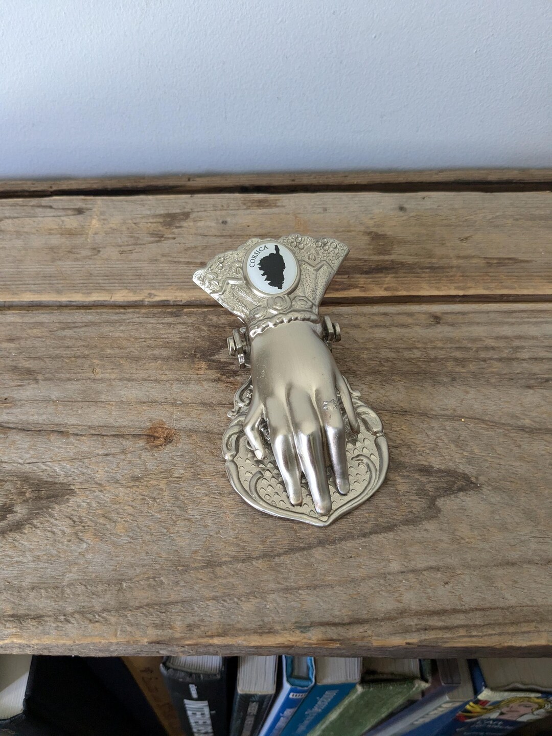 Silver Tone Hand Paper Clip, ITALY, Metal Clip, Vintage Office Supplies ...