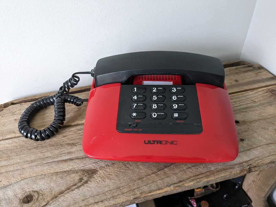 Groovy Black & Red ULTRONIC Vintage 80s Phone, Push Button Landline ...