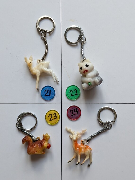 ANIMALS keychain galore, vintage 70's to 90's, Cats, … - Gem