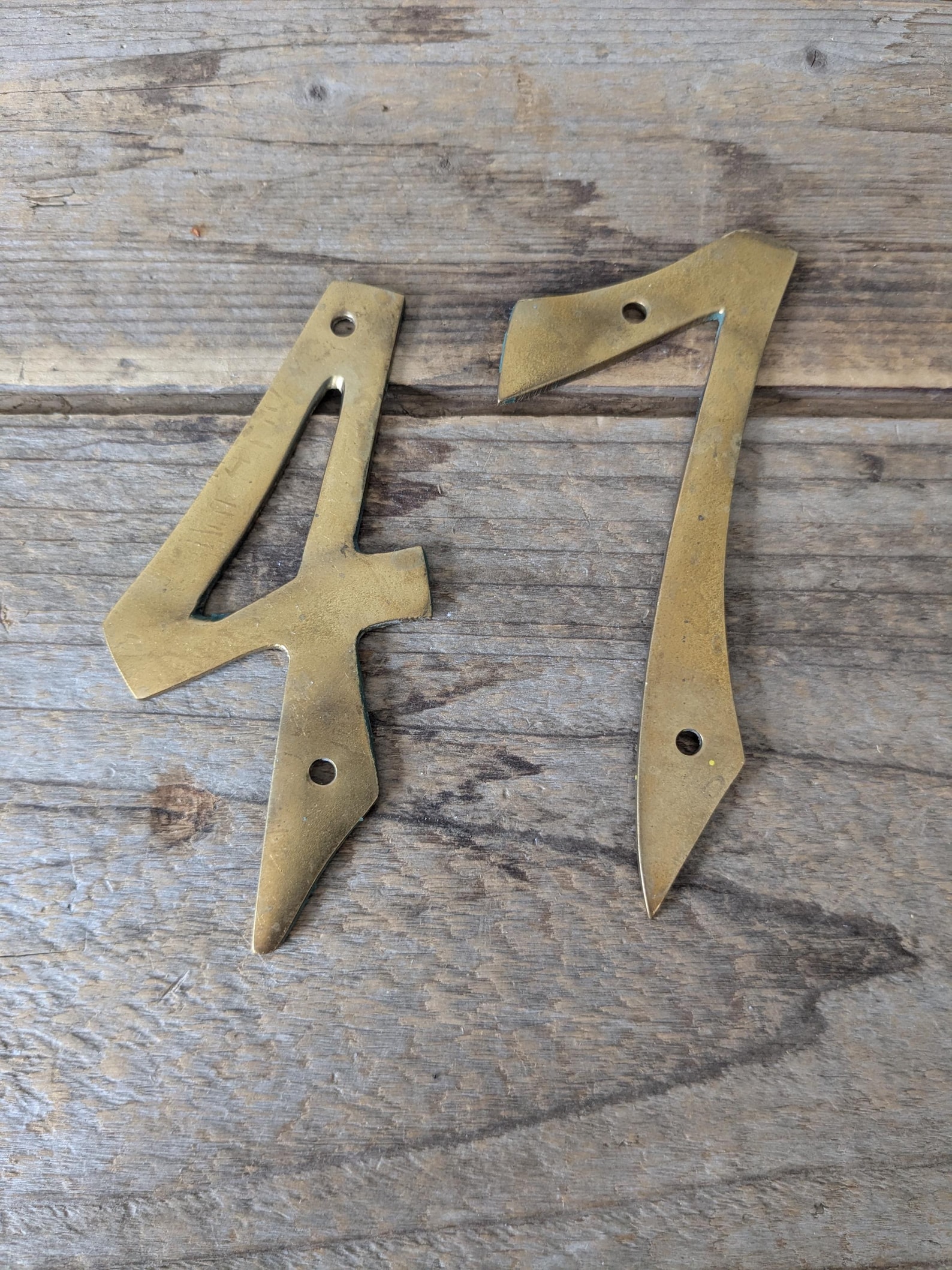 Medium 4.5'' Solid BRASS House Numbers or Wall Decor - Brass Number 0/1 ...