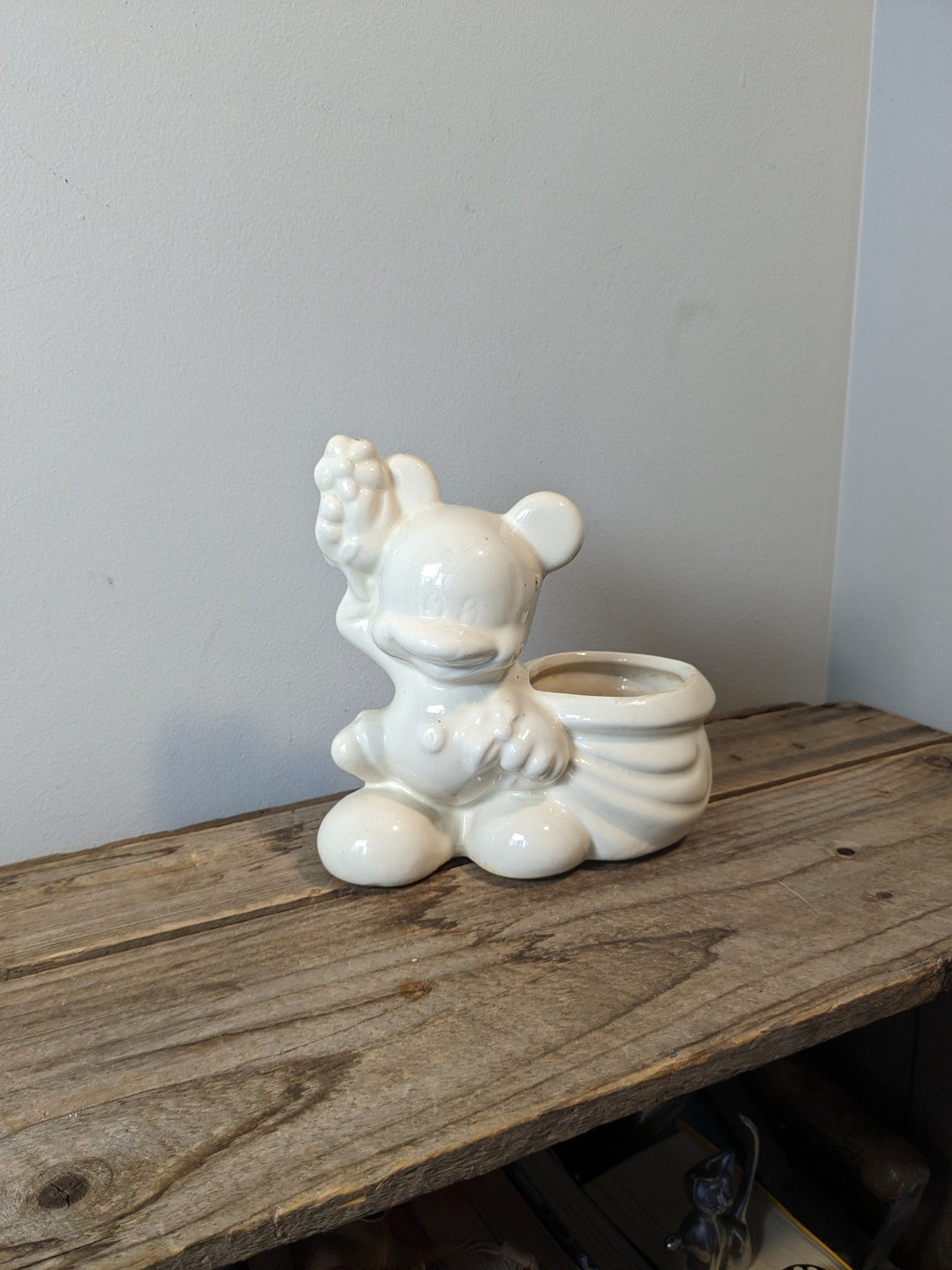 Vintage 1940's-1950's Walt Disney Mickey Mouse Pottery Planter, Mid ...