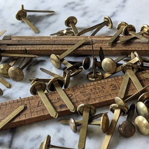 Vintage BRASS PAPER FASTENERS 1'', Box of 100, ''bildemup'', Antique ...