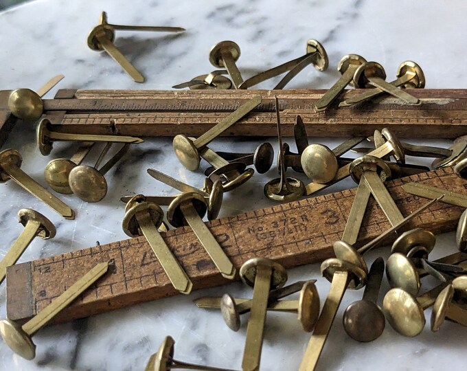 Vintage BRASS PAPER FASTENERS 1'', Box of 100, ''bildemup'', Antique ...