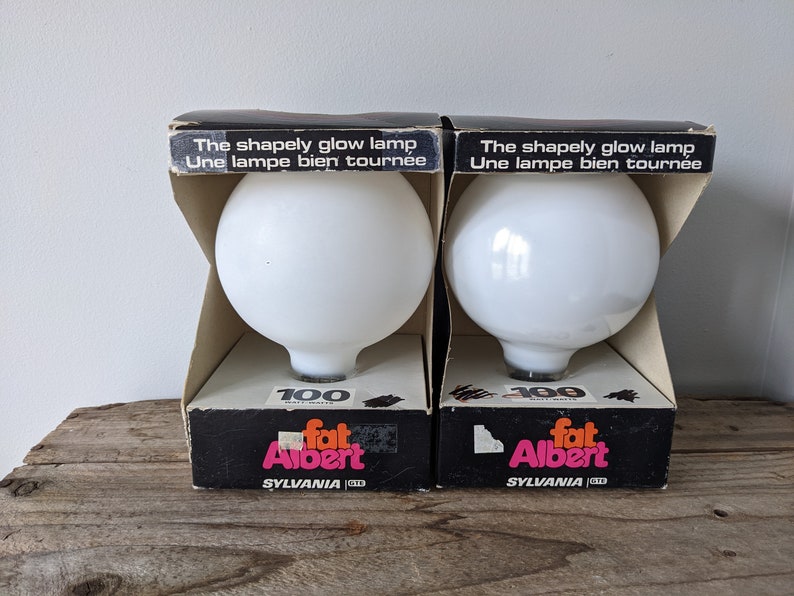RARE Retro Fat Albert Oversized 5'' Vintage White Round Globes Bulb G40 ...