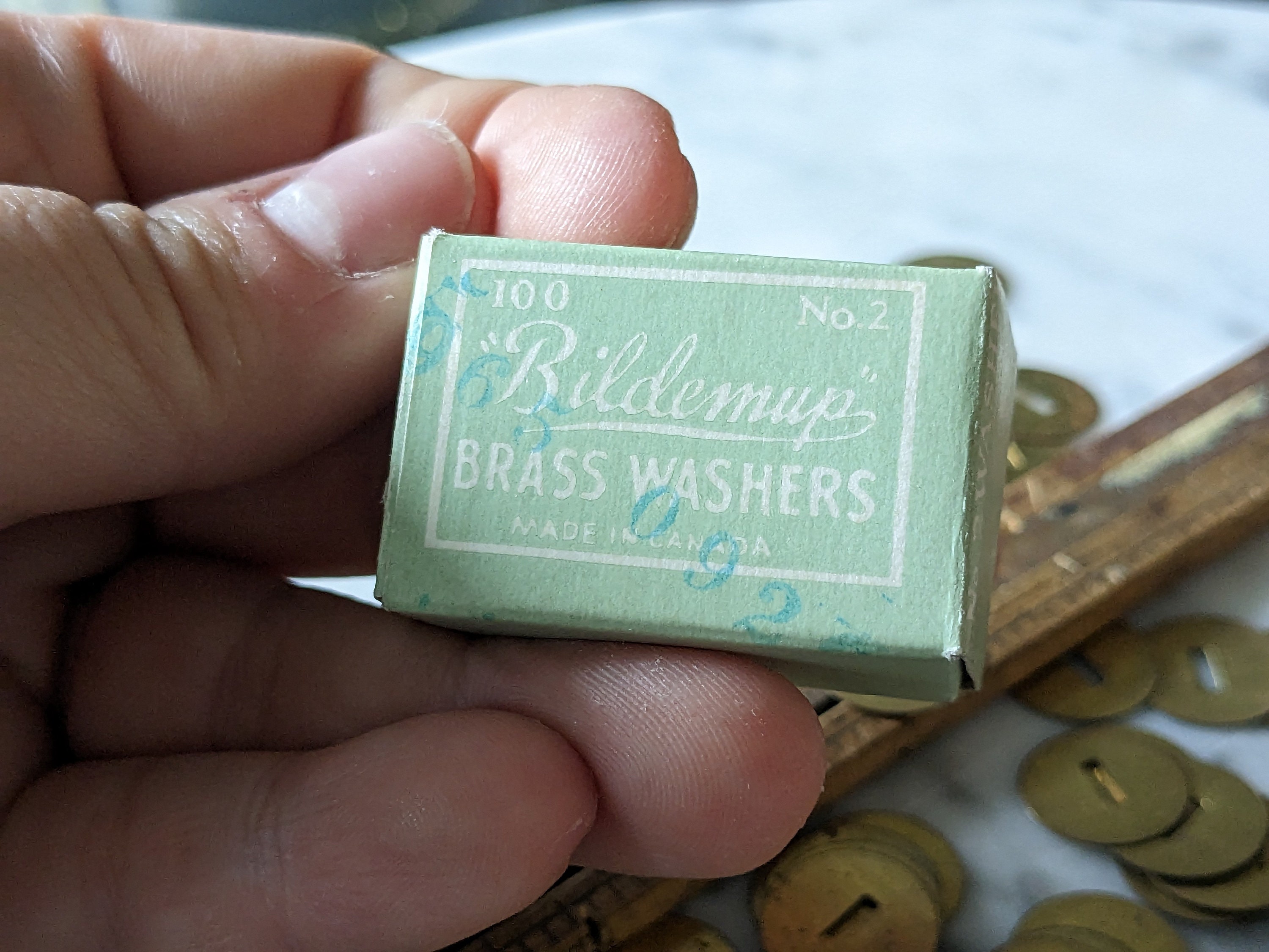 Vintage BRASS WASHERS No. 2 for Paper Fasteners, Box of 100, ''bildemup ...