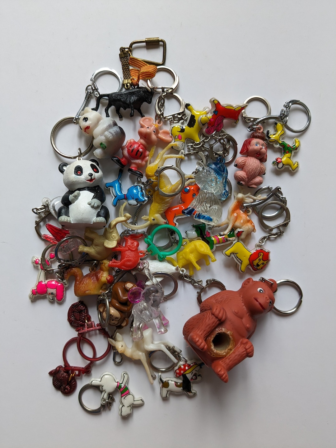 ANIMALS Keychain Galore, Vintage 70's to 90's, Cats, Dogs, Poodle, Lion ...