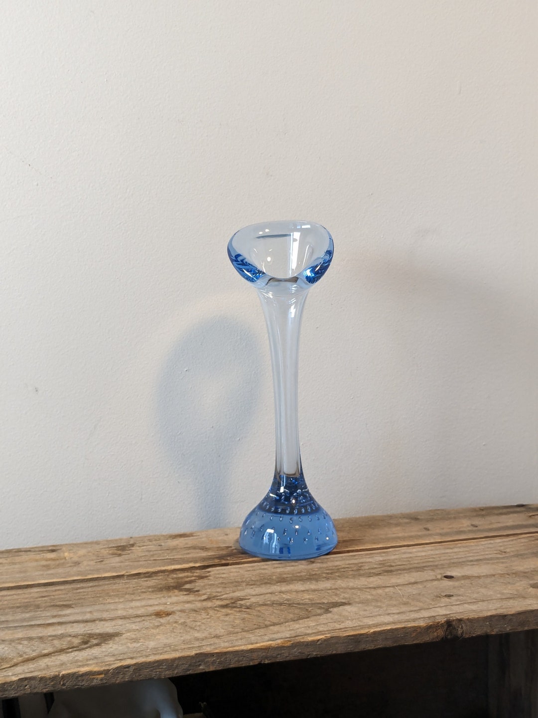 Vintage Seda Sweden Mid Century Blue Art Glass Controlled Air Bubbles ...