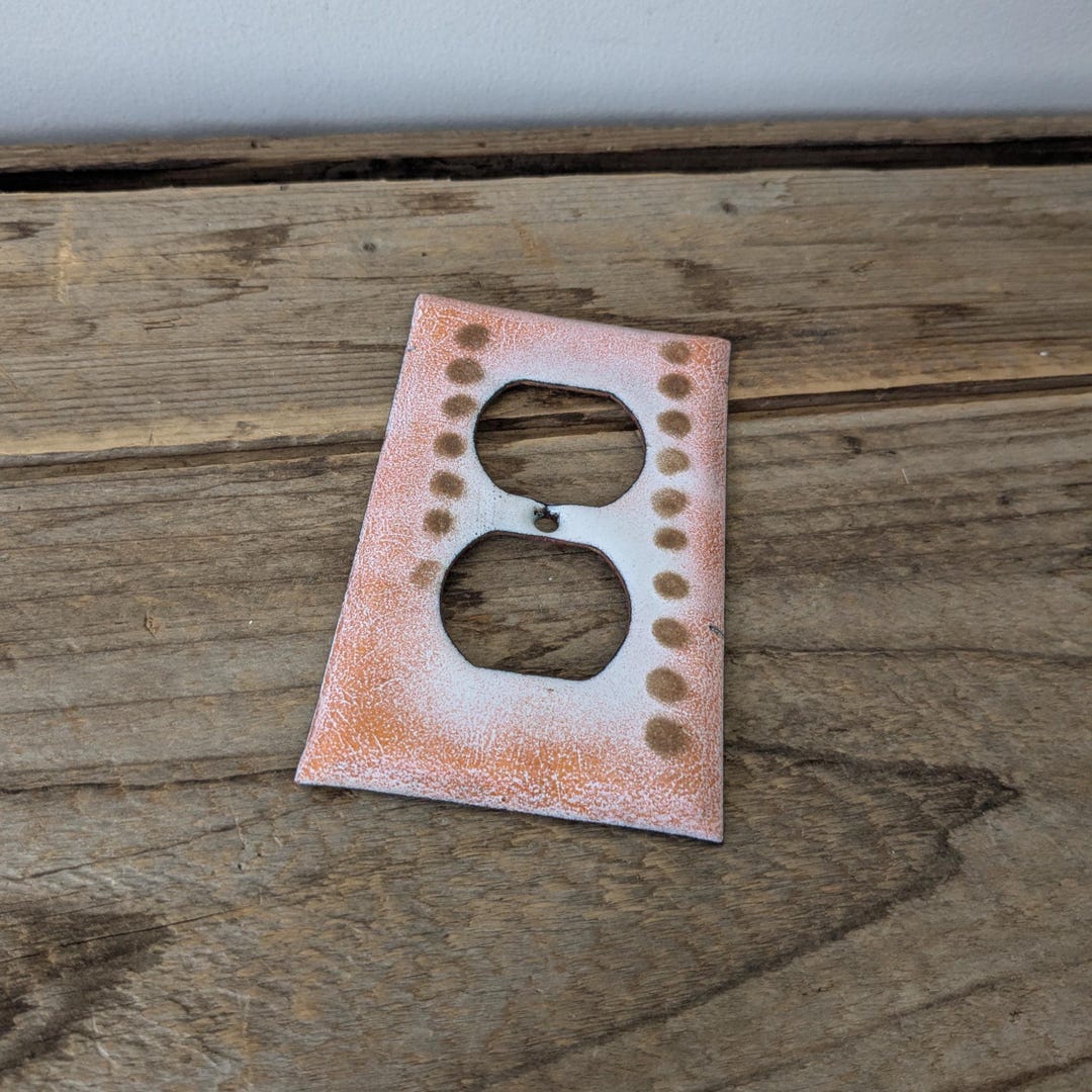 Vintage ENAMEL Over Copper OUTLET Wall Plate Cover, Abstract Pink ...