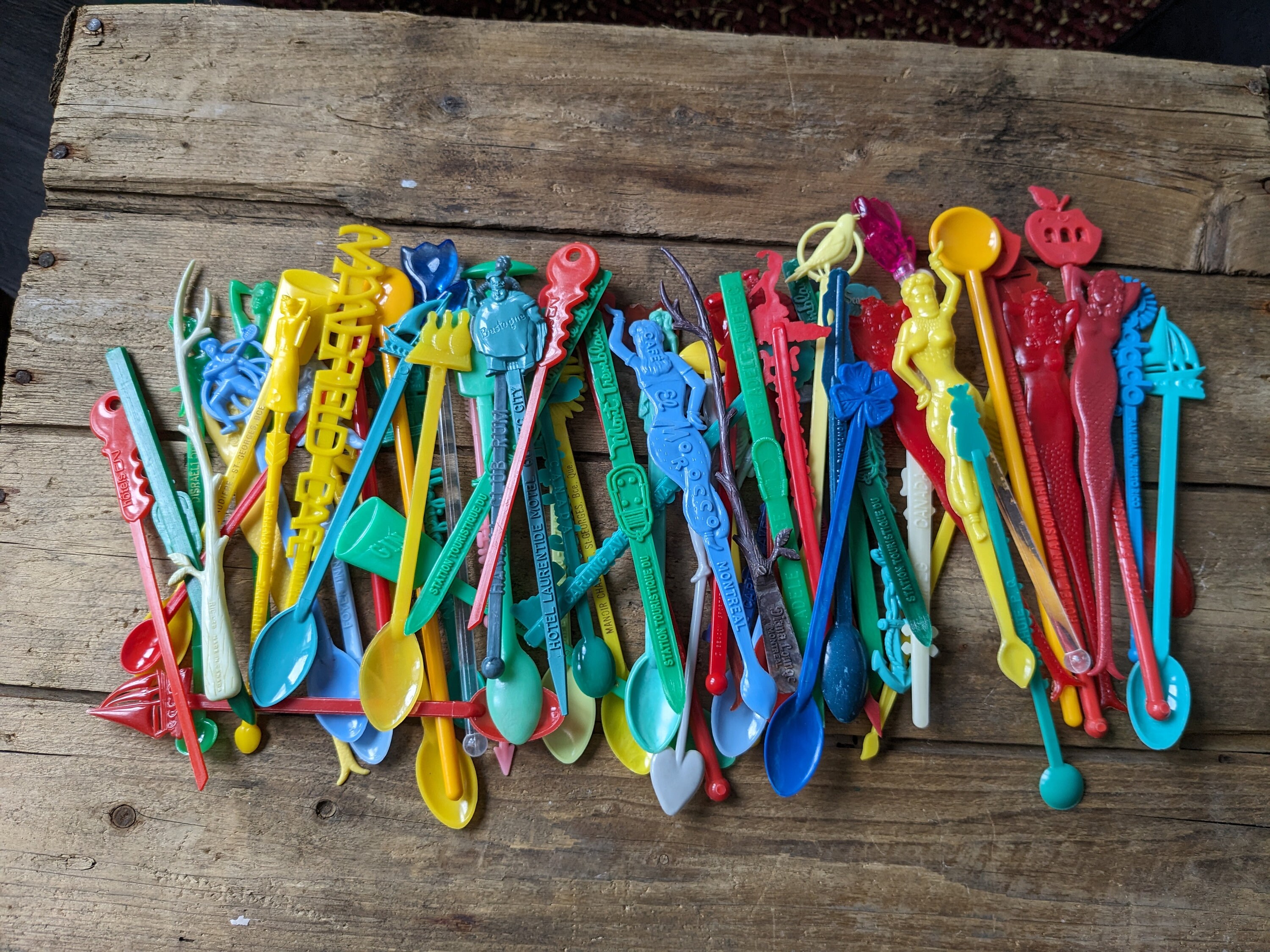 Vintage Swizzle Stick Lot 25pc Collection Bar Decor or Party. Bright ...