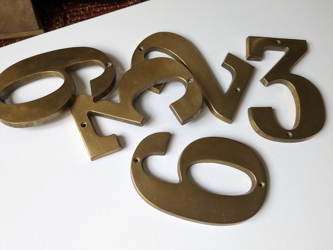Large 7'' Vintage Solid BRASS House Numbers or Wall Decor - PLEASE Read ...