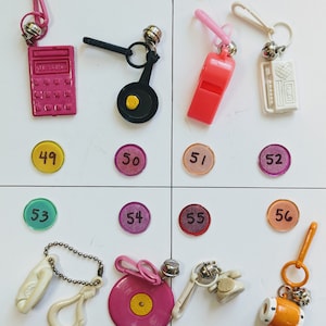 MINIS Part#1 Keychain Galore, Vintage 80's Plastic Clip and Bells Charm ...