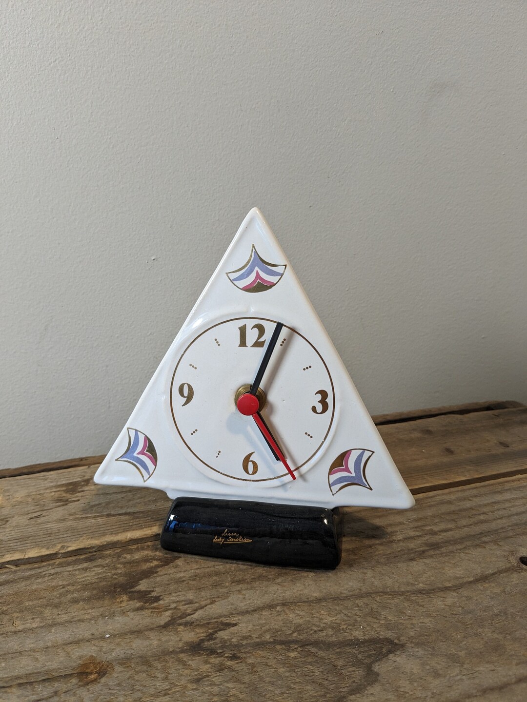 Rare Signed Linea Lady Carolin White Ceramic Triangular Clock, MCM ...