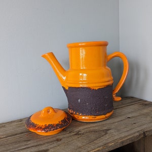 Groovy 1970s Laurentian Pottery, Vintage Fat Lava Bright Orange Tea Pot ...