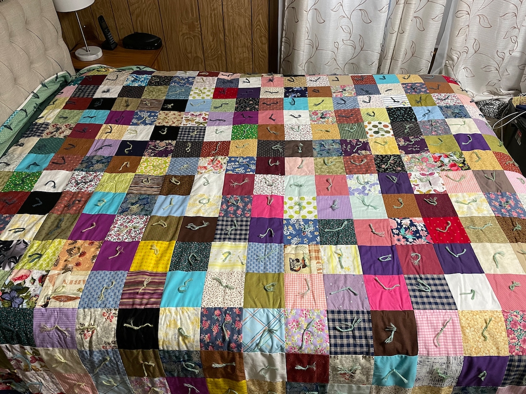 Old Fashioned Patchwork Hand Tied Queen Size Granny Quilt - Etsy
