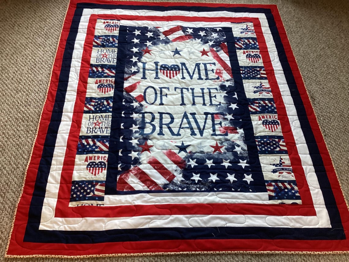 Patriotic “ Home of the Brave” Handmade Lap Quilt - Etsy