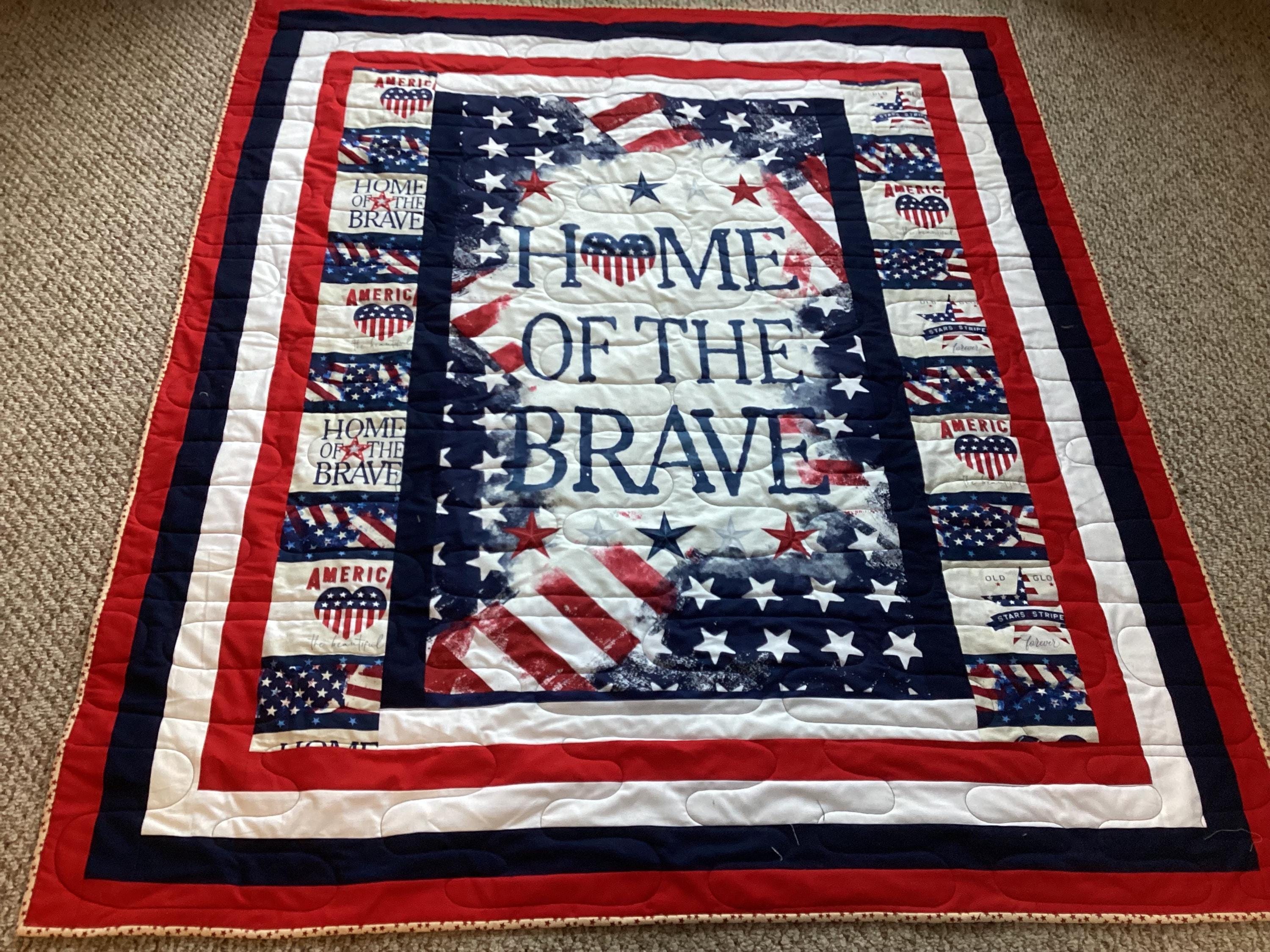 Patriotic “ Home of the Brave” Handmade Lap Quilt - Etsy