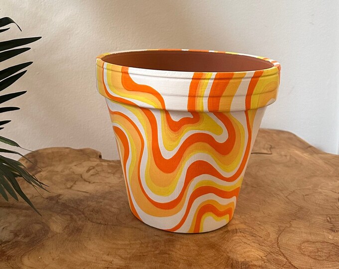 8" Hand-painted Tigger Orange Planter Pot | Terracotta Clay Hand ...
