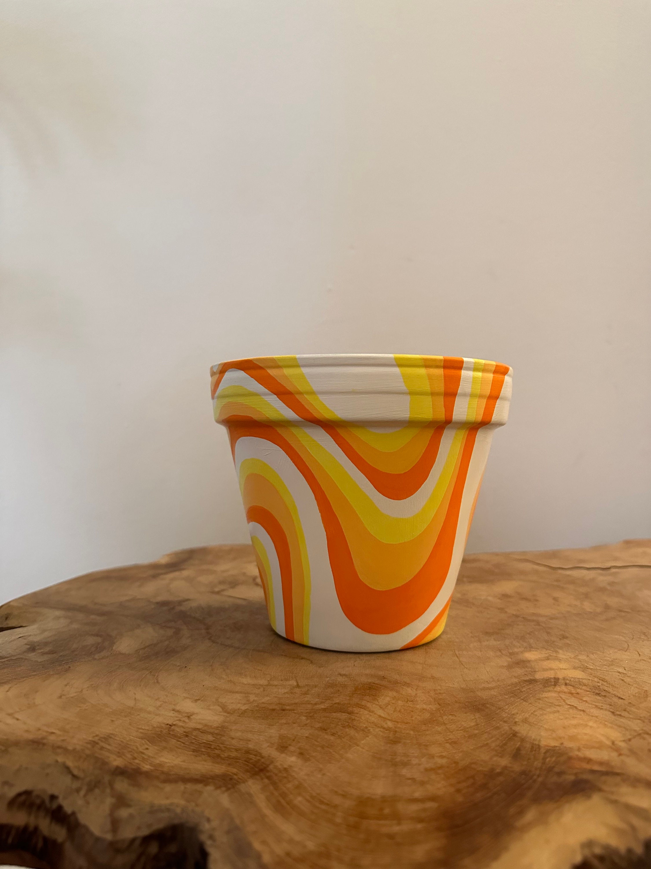 4 Hand-painted Tigger Orange Planter Terracotta Clay Hand Painted ...