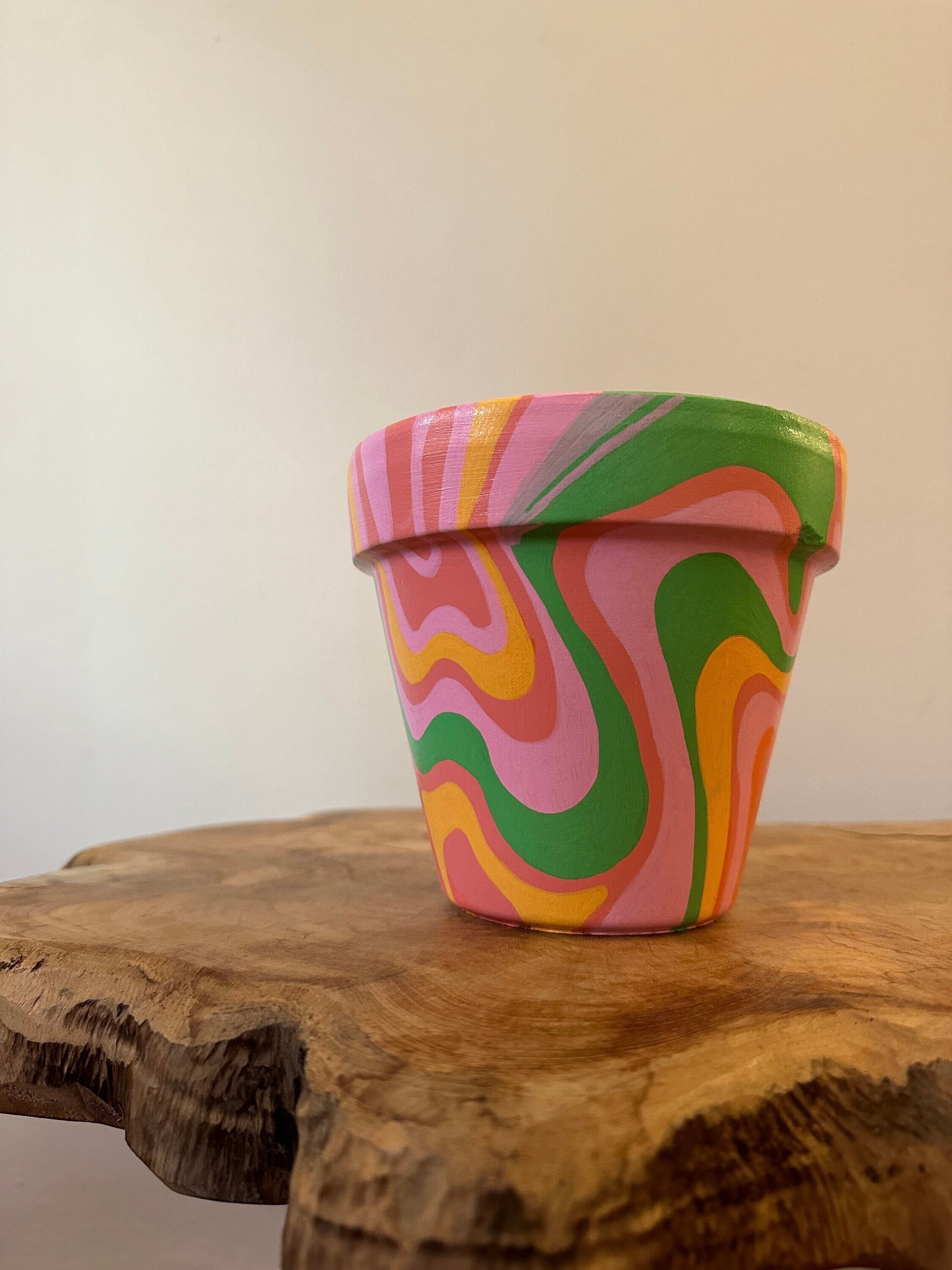 4 Hand-painted Barbie Pastel Planter Terracotta Clay - Etsy