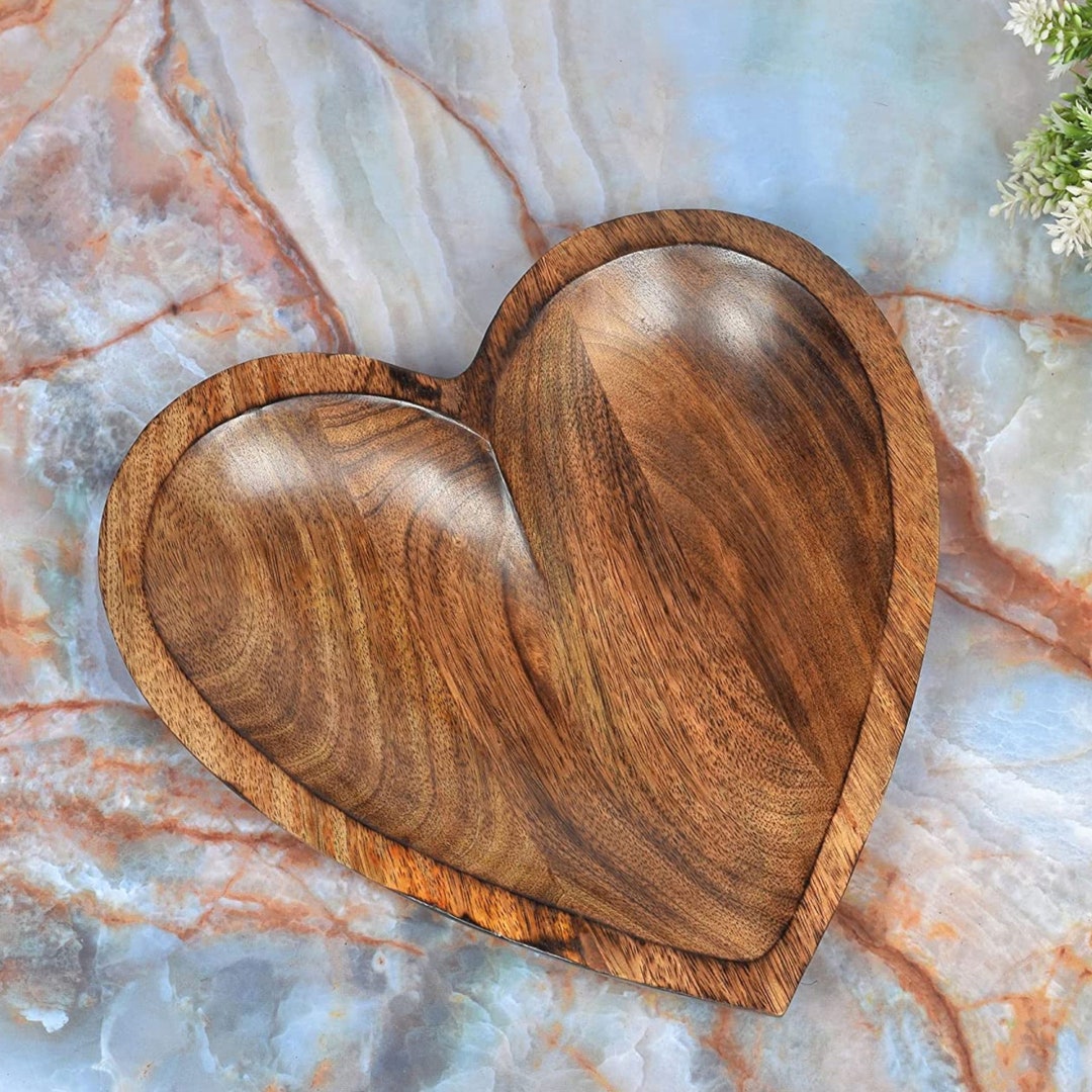 Decorative Serving Tray, Wooden Heart Design, Kitchen and Dining ...