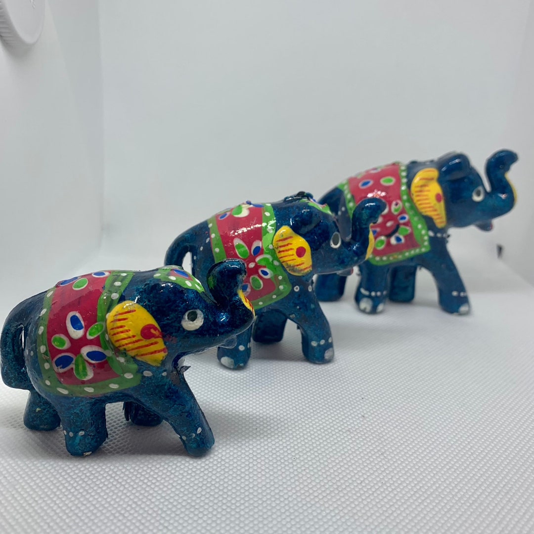 Hand Painted Elephant Décor, Home Decor, Office Decor, Gift Idea, Set ...