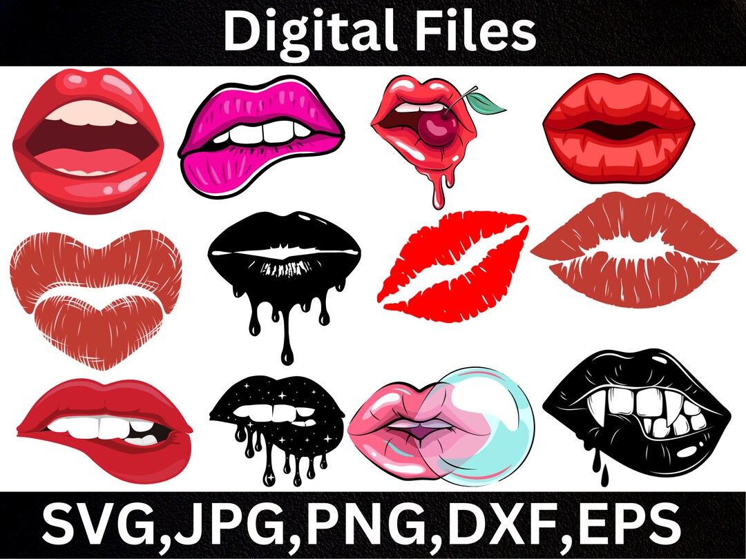 Labios Svg Beso Svg Goteo De Labios Svg Labios Imprimir Etsy México